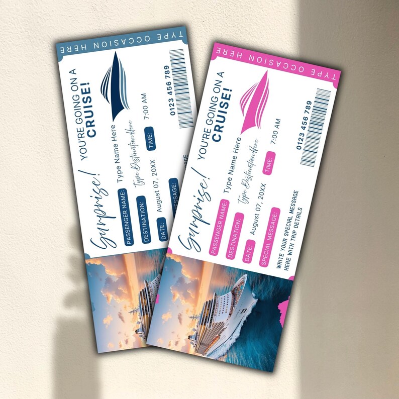 Editable Cruise Ticket Template, Printable Cruise Surprise Ticket, Gift ...