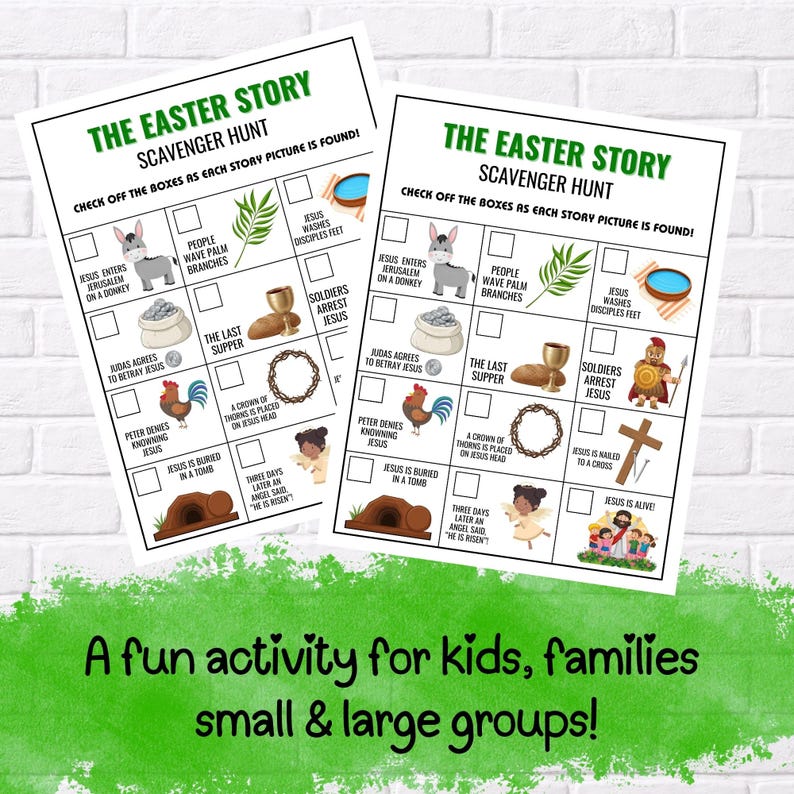 Easter Story Scavenger Hunt, Bible Verse Activity, Sunday School Game ...