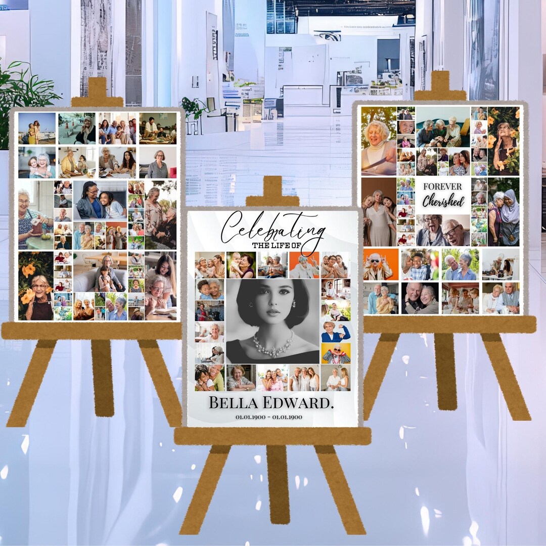 Editable Funeral Photo Collage Template, Memorial Poster Program ...