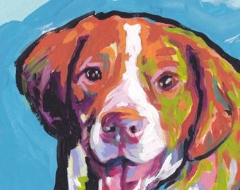 Brittany Spaniel portrait art print modern Dog pop art bright | Etsy