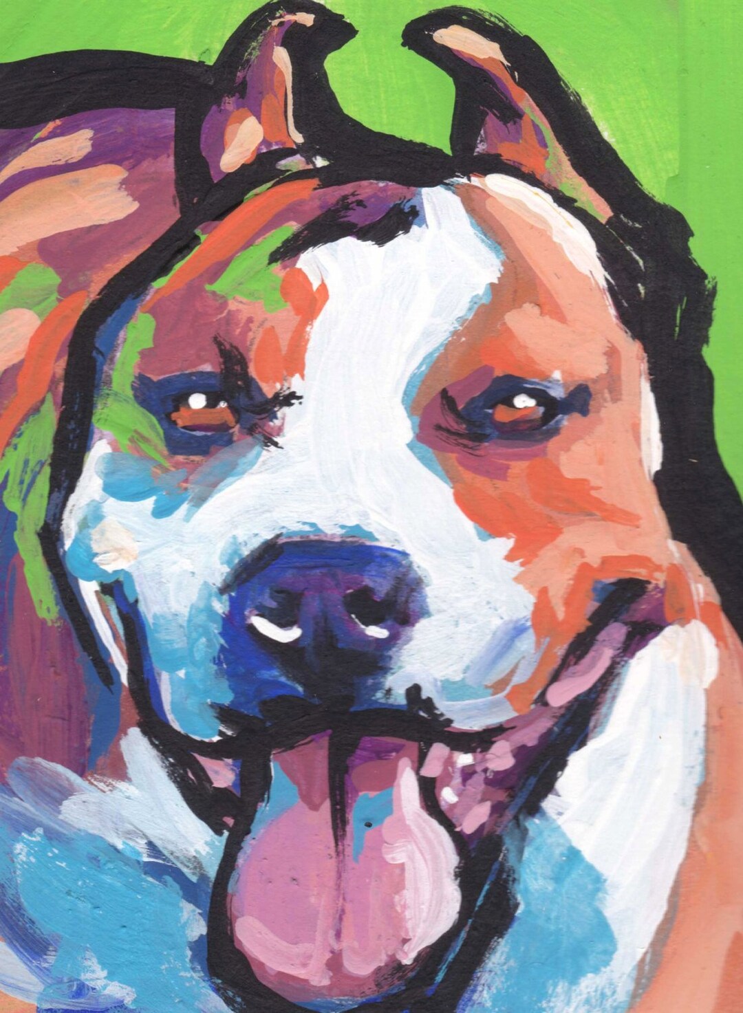 Amstaff American Staffordshire Terrier Dog Art Print of Pop Art ...