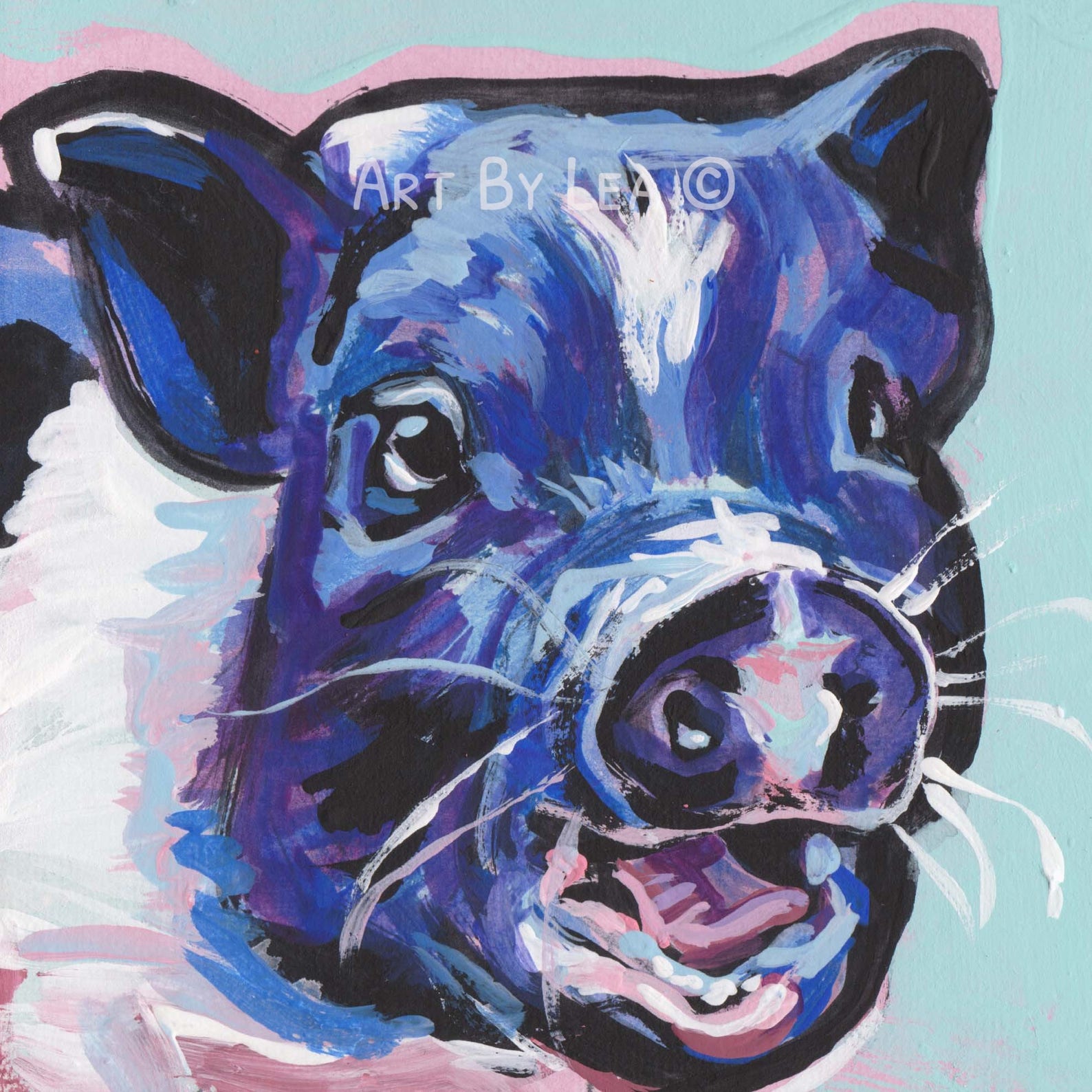 MINI PIG Fun Little Piggy Art PRINT of Pop Art Painting Bright - Etsy