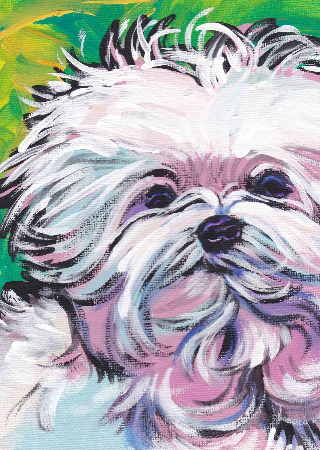 MALTESE dog art portrait print of POP ART painting bright | Etsy