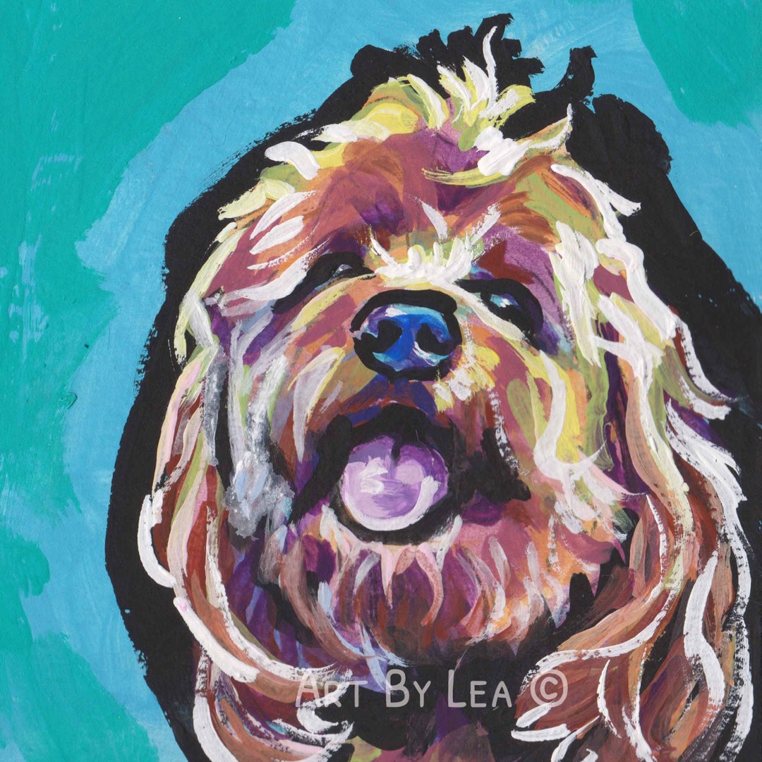 Happy Cockapoo Art Print Portrait of Pop Art Dog Painting Bright Colors ...