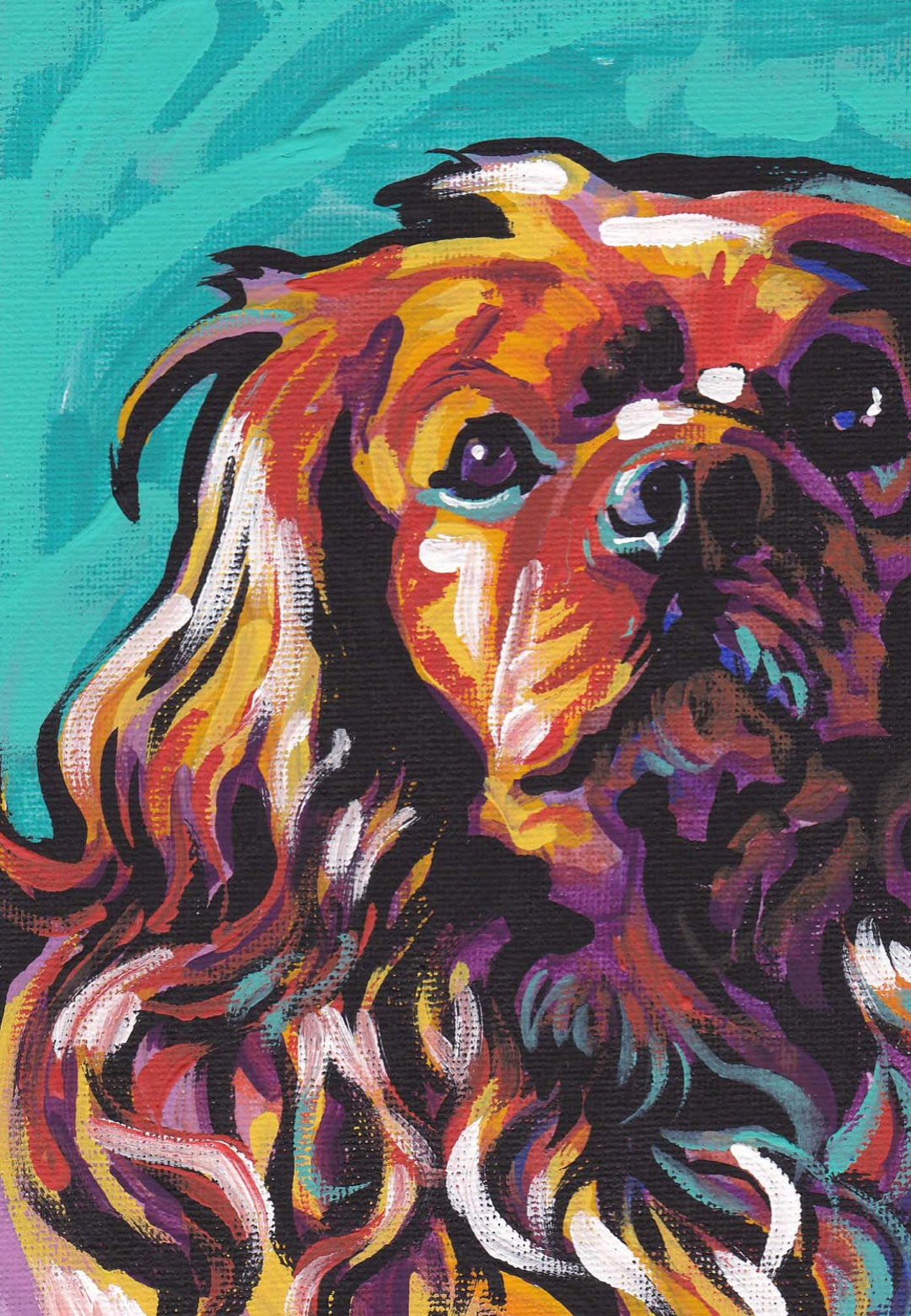 Ruby Cavalier King Charles Spaniel Art Print Bright Colorful Dog ...