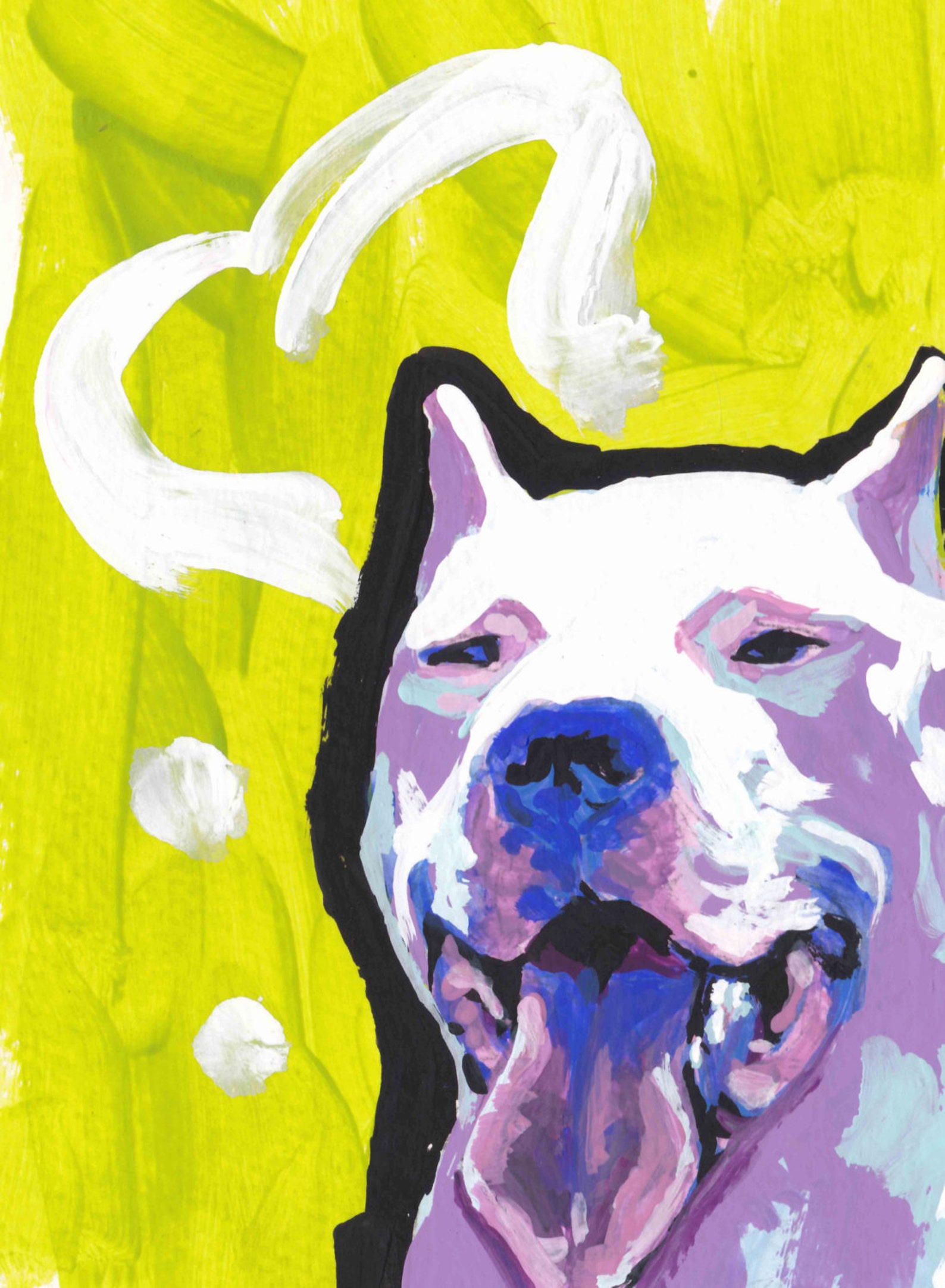 Dogo Argentino Portrait Art Print of Pop Dog Painting Bright - Etsy