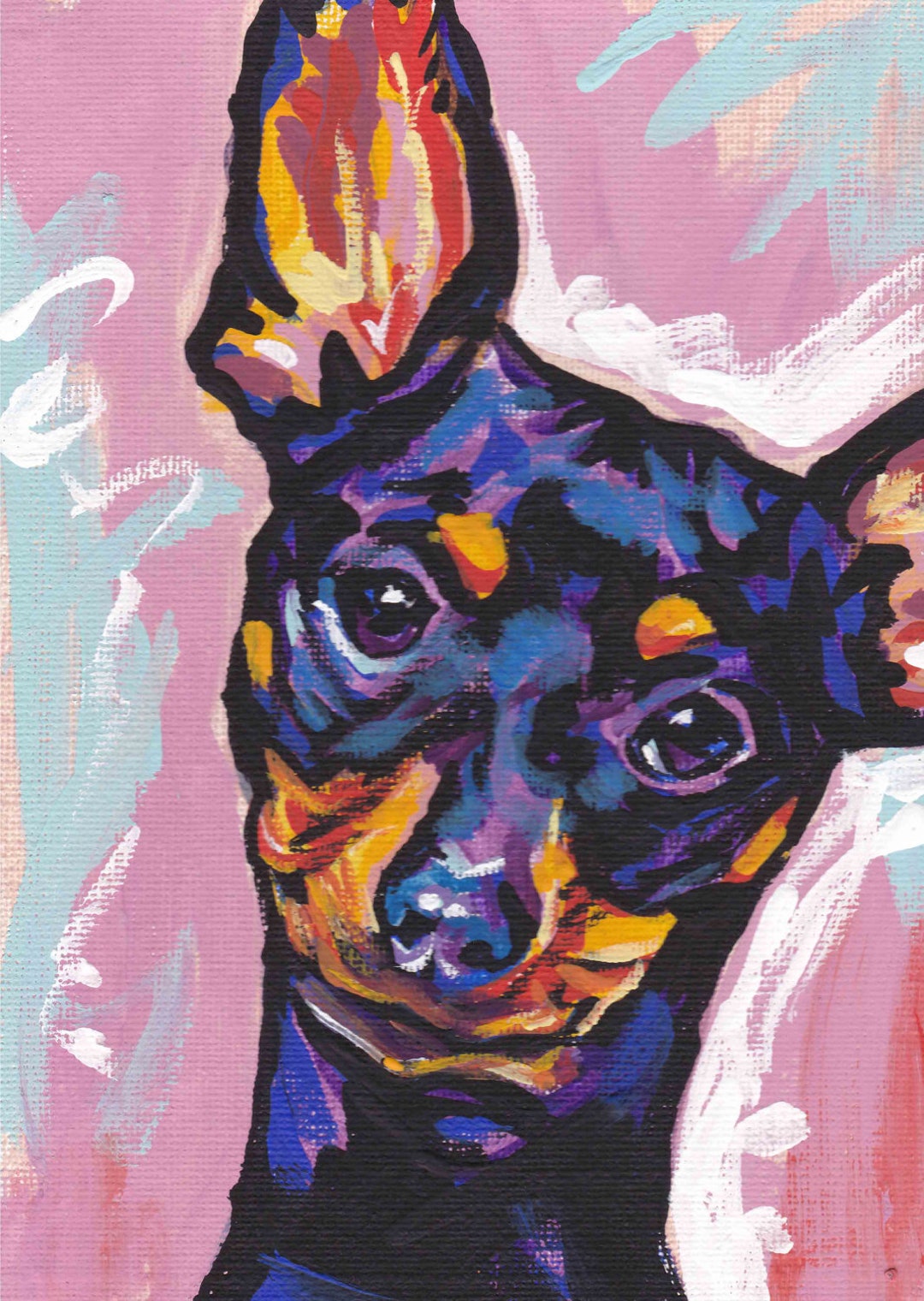 MINIATURE PINSCHER Art Print Pop Dog Art PRINT Bright Colors 8.5x11"min ...