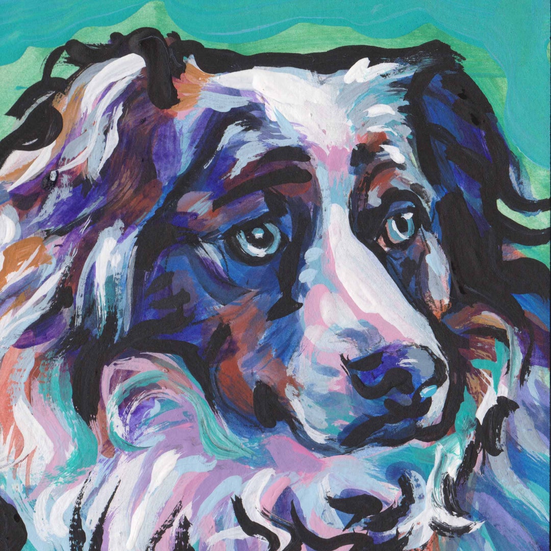 Australian Shepherd Portrait Print of Dog Painting AUSSIE POP ART ...