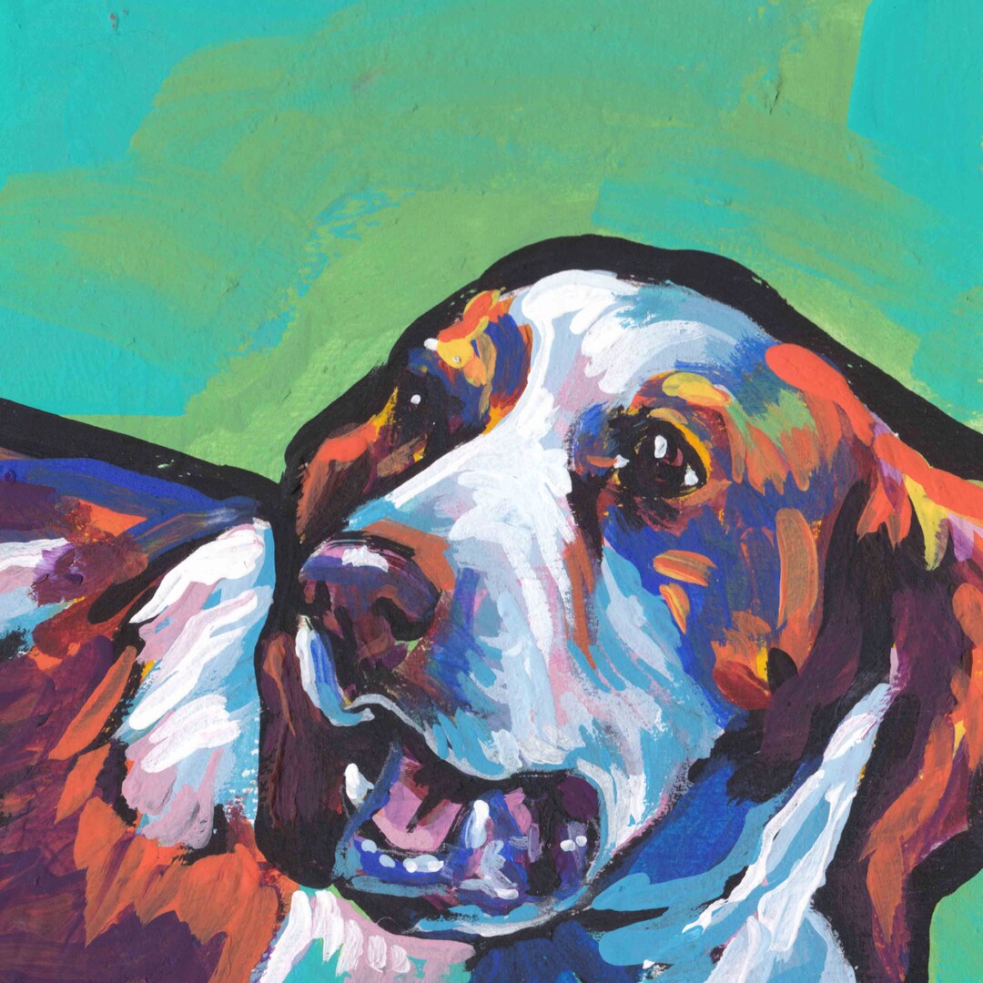 BRITTANY SPANIEL Art PRINT of Modern Dog Pop Art Painting 8x8 - Etsy