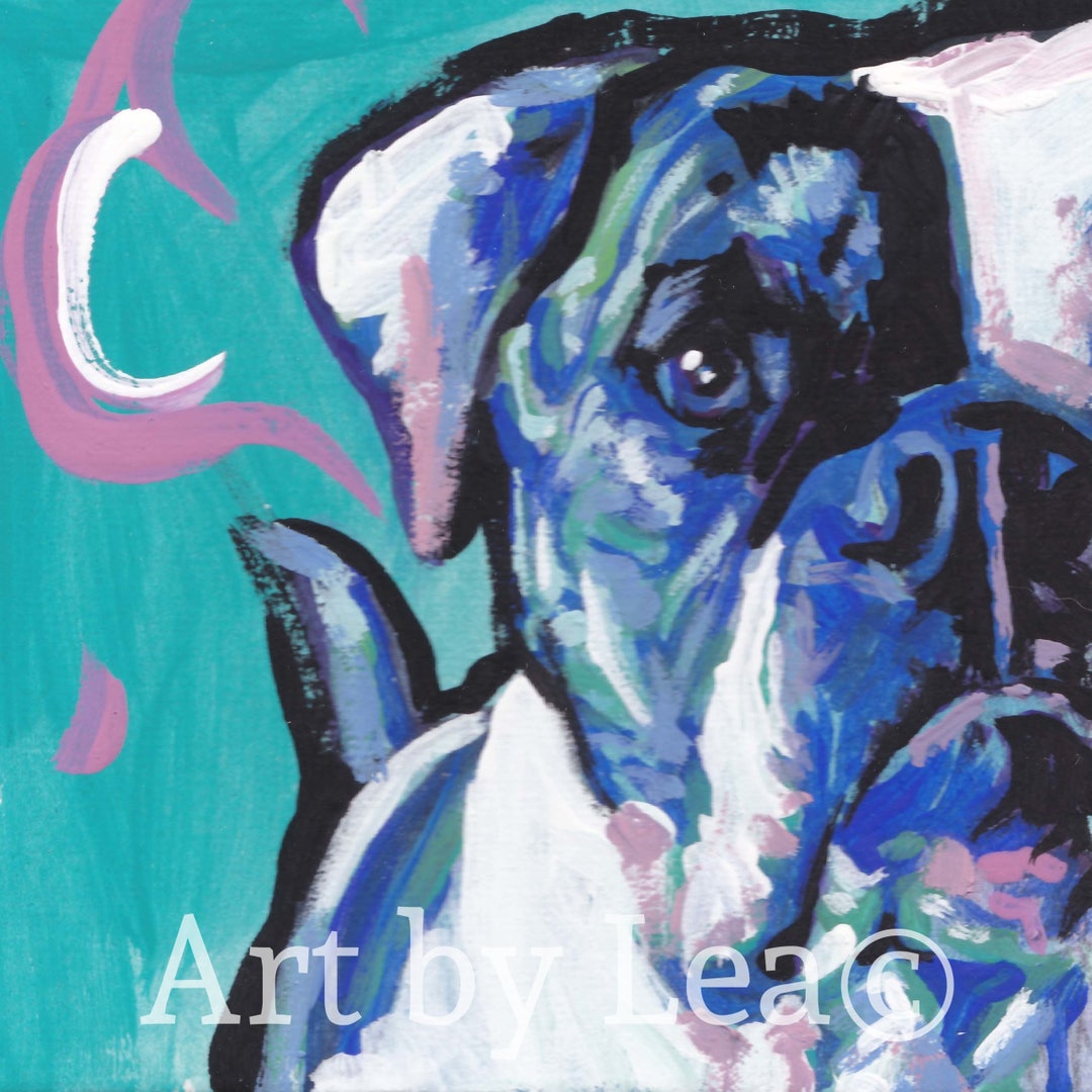 American Bulldog Art Print of Pop Art Dog Painting by LEA Bright Colors ...