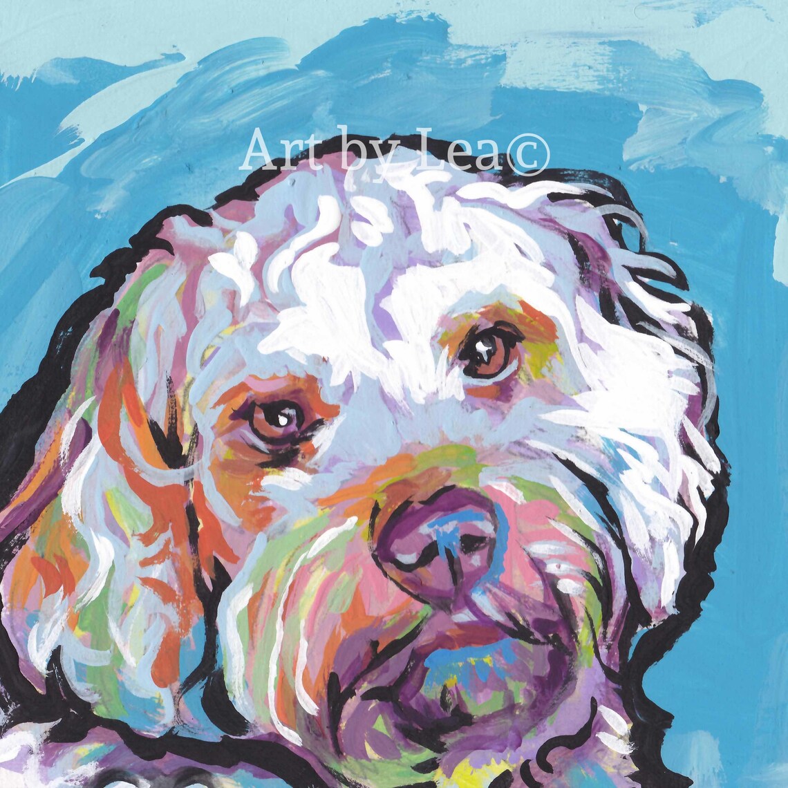 Cockapoo Dog Portrait Art Print of Pop Art Dog Painting Bright - Etsy