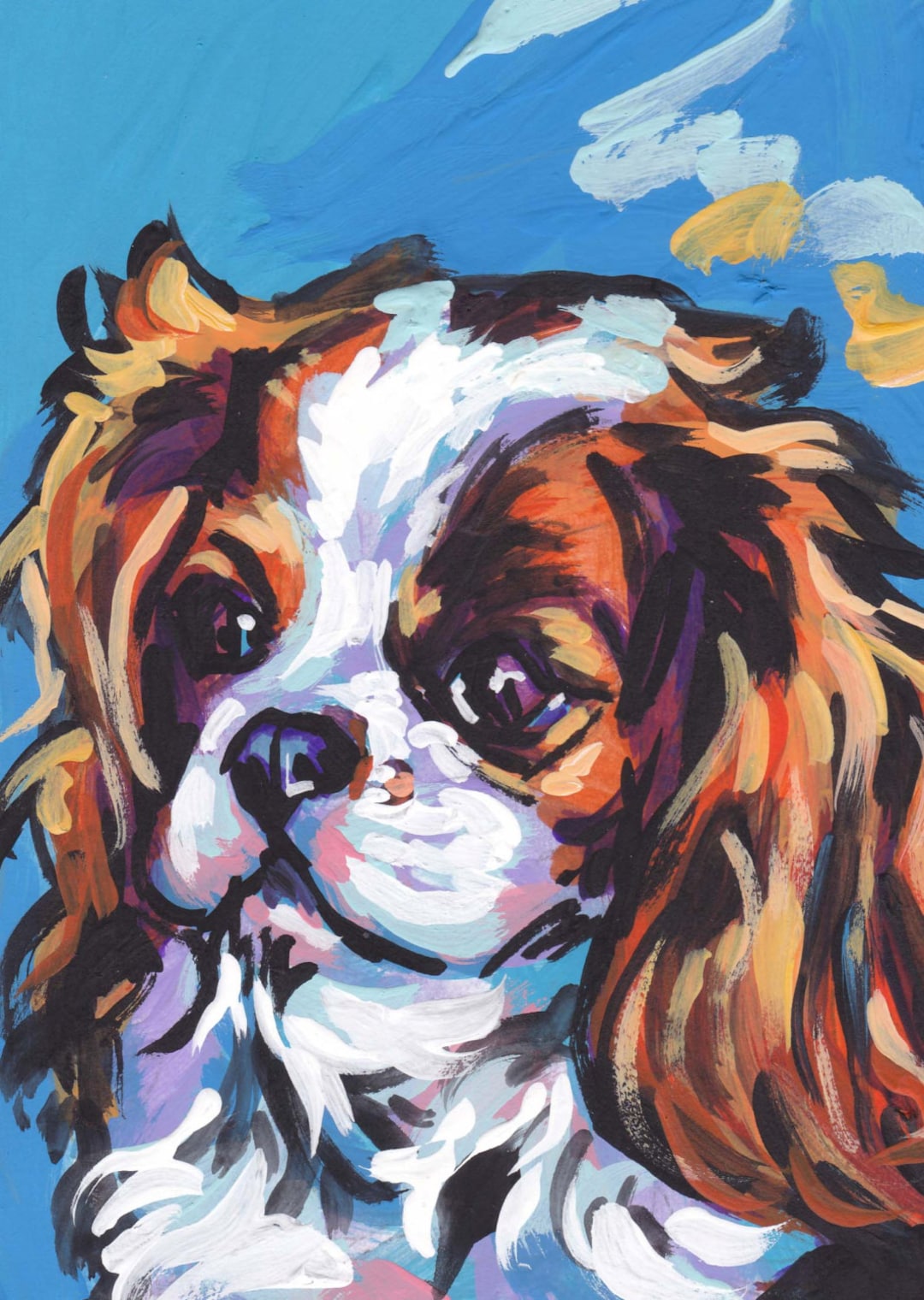 Blenheim Cavalier King Charles Spaniel Print of Modern Dog Pop Art ...