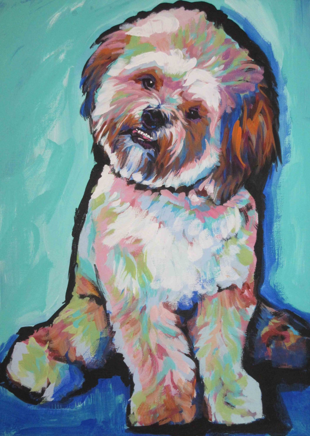 Cockapoo Dog Art Print of Fun Bright Colorful Wall Art Pop Art Painting ...