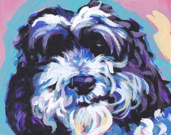 Cockapoo art print of pop dog art painting bright colors 8x8 | Etsy