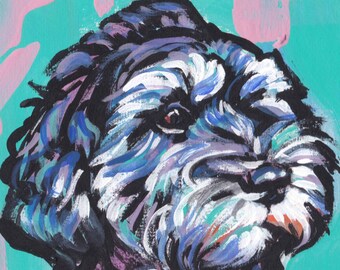Cockapoo art print of pop dog art painting bright colors 8x8 | Etsy