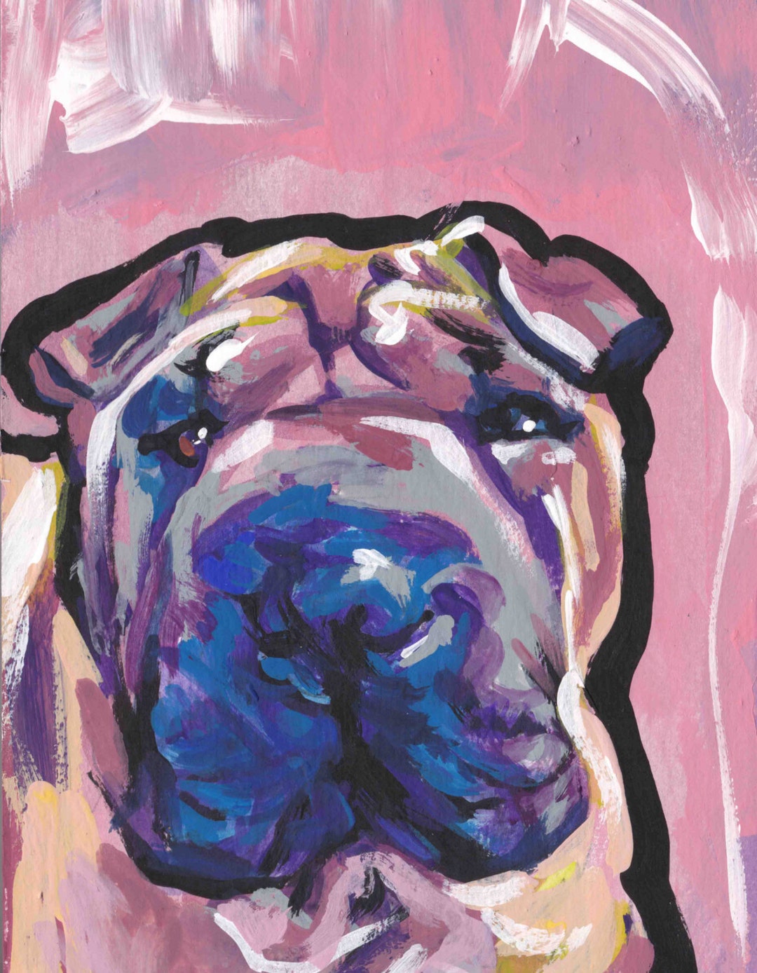 Chinese Shar Pei Dog Art Print of Pop Art Painting by LEA Bright Colors ...