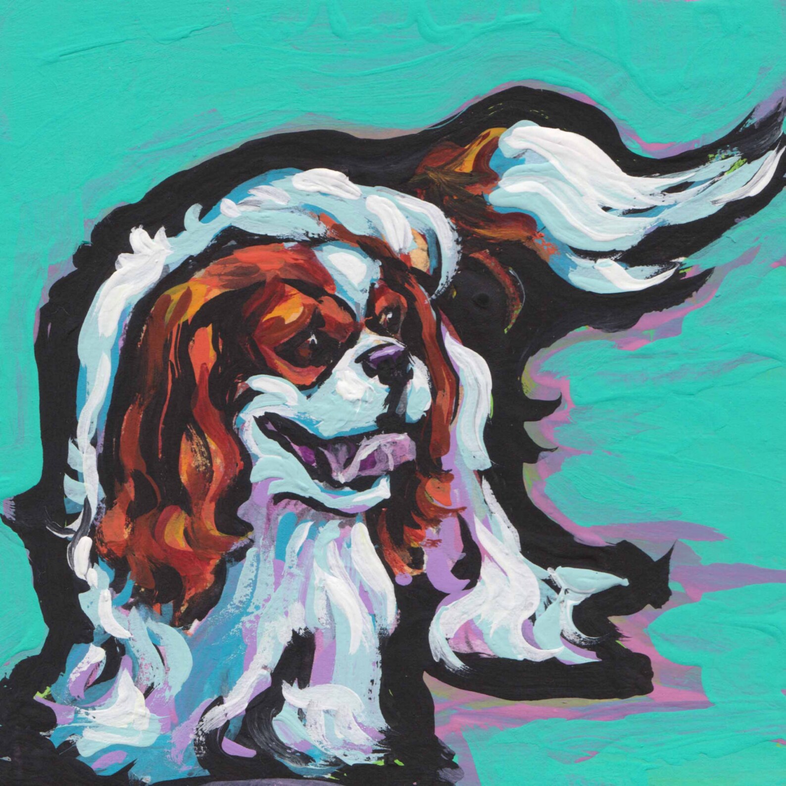 Blenheim Cavalier King Charles Spaniel Art Print of Pop Art Painting ...