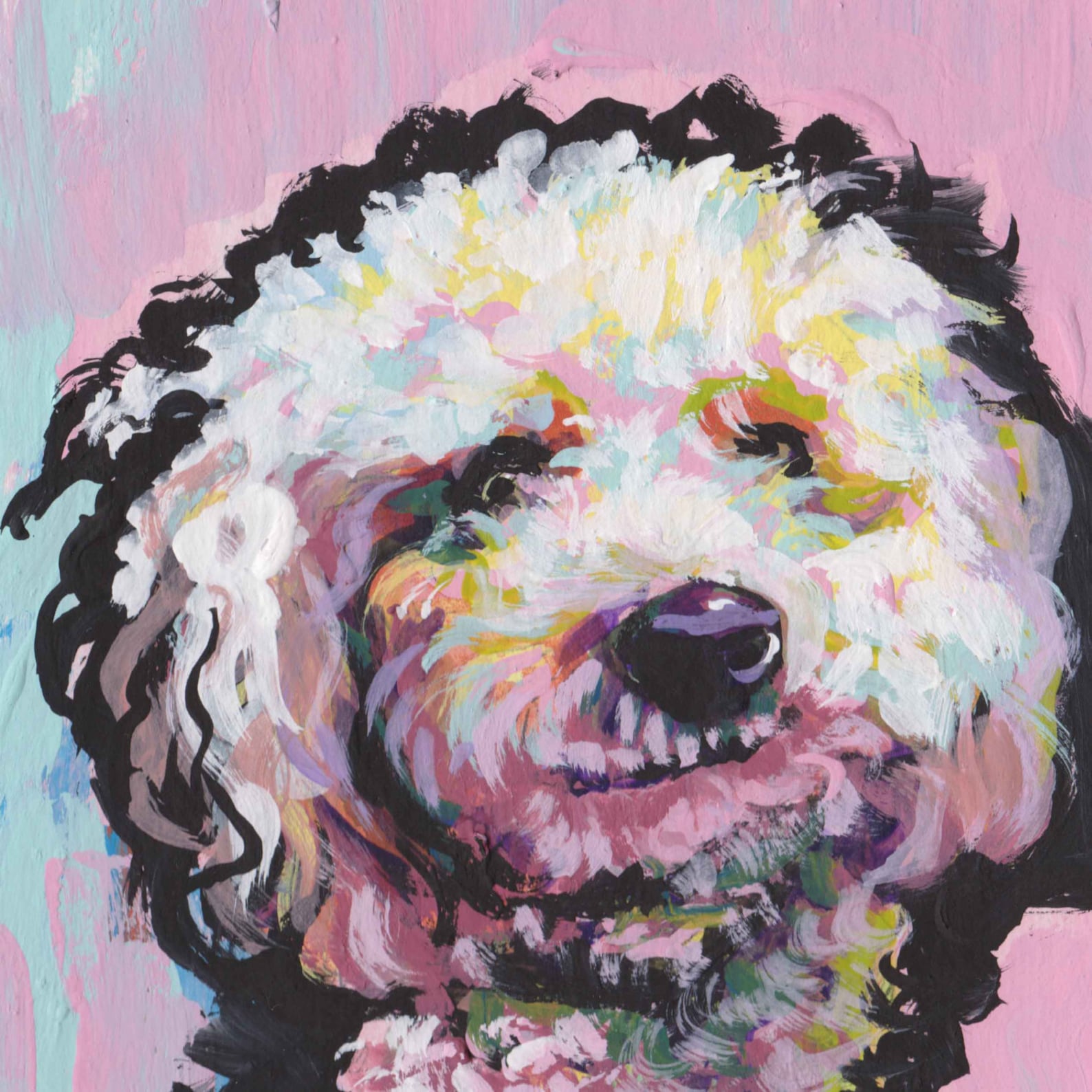 Fun Miniature Toy POODLE Portrait Dog Art Print of Original Pop Art ...