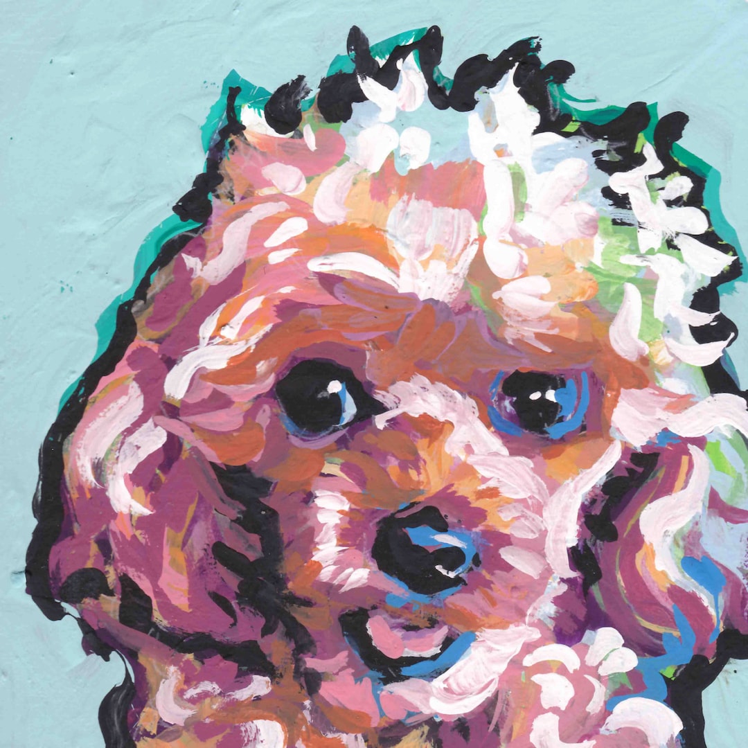 Toy Poodle Colorful Art Print of Pop Dog Painting Bright Colors 12x12 ...