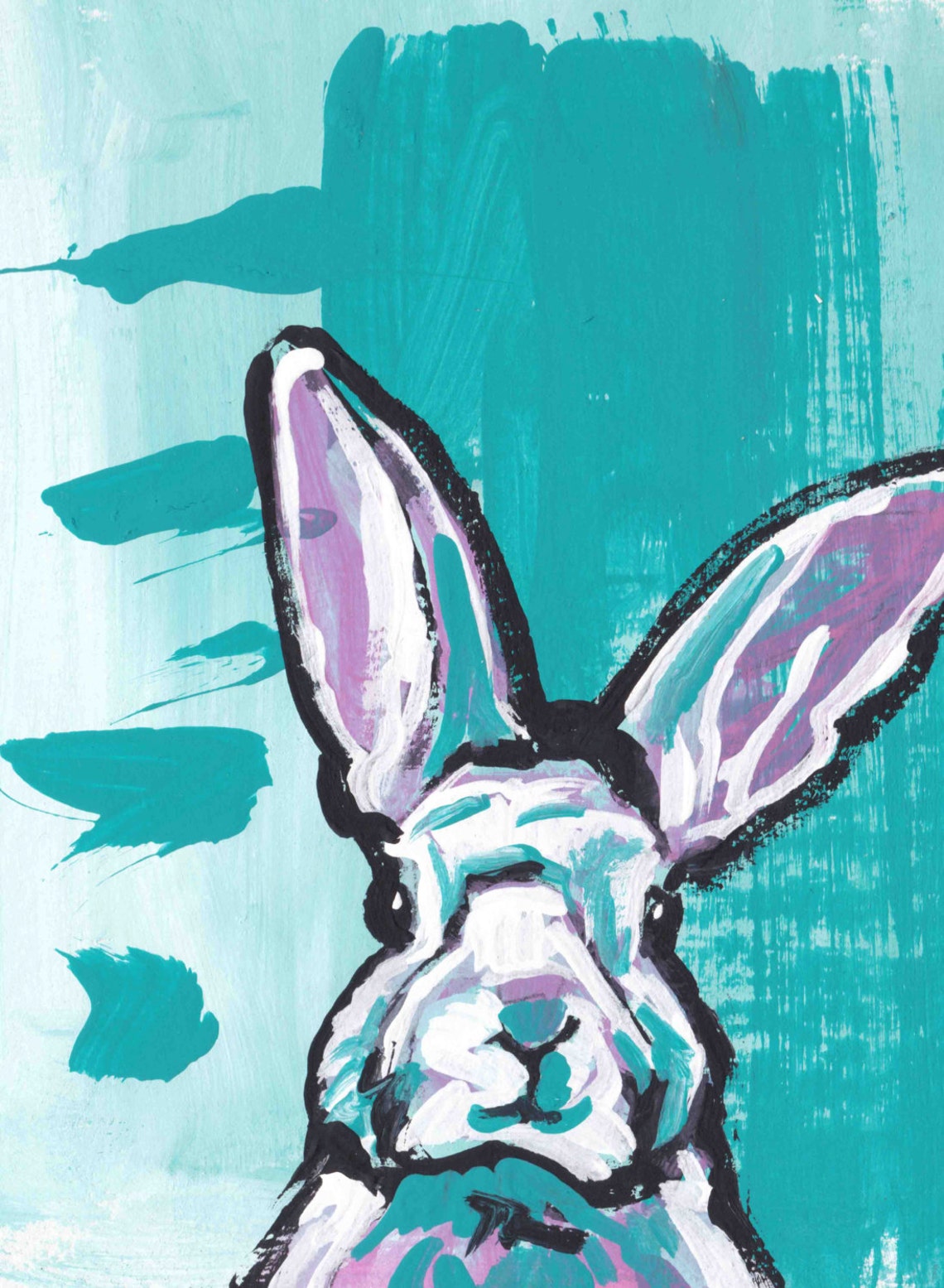 Bunny Rabbit Art Print of Pop Art Painting Bright Colors - Etsy Canada