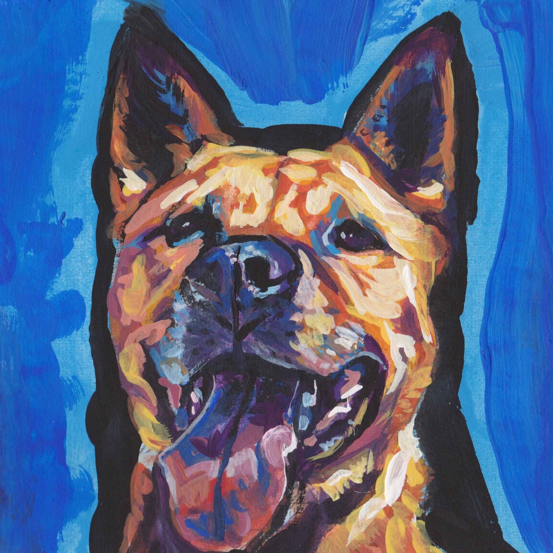 PITCHOW Art Print of Pop Art Dog Painting Bright Colors 12x12" Pitbull ...