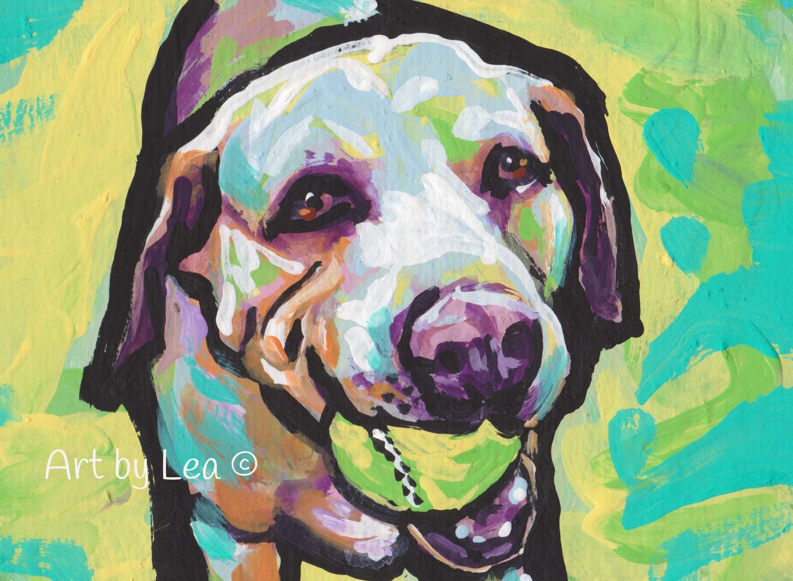 Labrador Retriever Dog Portrait Art Print of Pop Art Yellow Lab ...