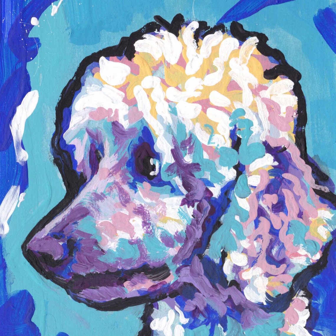Standard POODLE Colorful Print of Pop Art Dog Painting Bright - Etsy