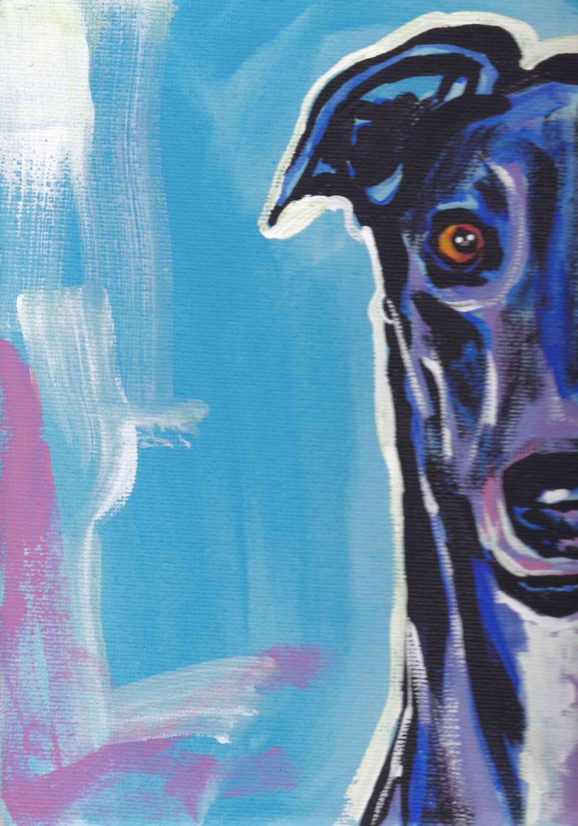 Greyhound Dog Portrait Art Print Modern Pop Dog Art Bright - Etsy