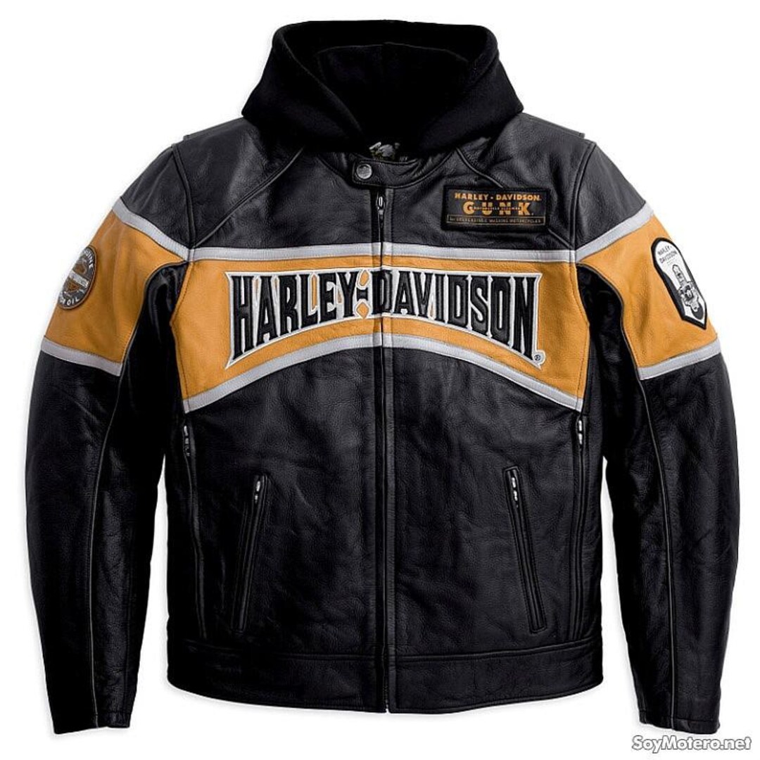 Men's H-D Black Classic Cruiser Motorcycle Jacket Handmade Genuine ...