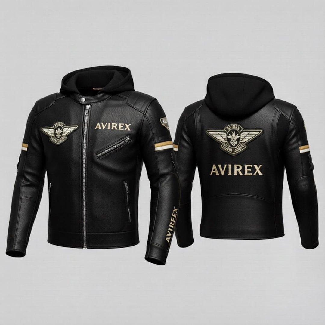 Men's Avirex Cafe Racer Style Biker Handmade Hoodie Jacket Classic Moto ...