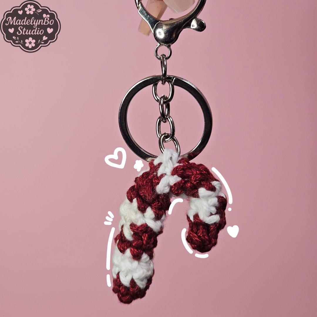 Crochet Candy Cane Keychain – Festive Handmade Holiday Purse Charm - Etsy