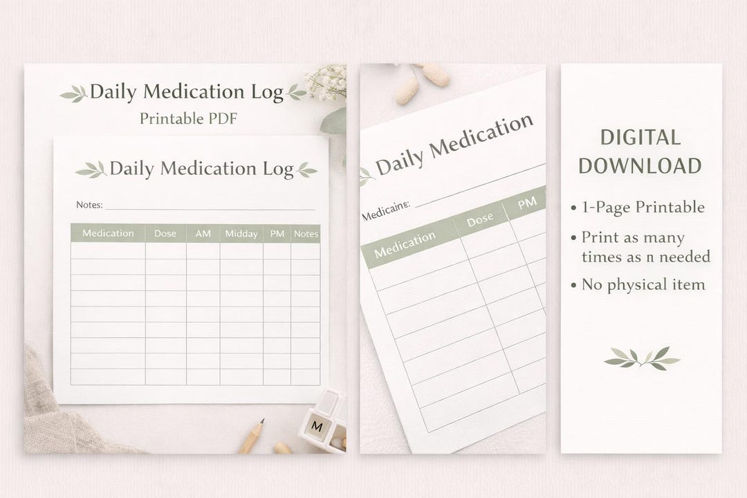 Daily Medication Log Printable | AM PM Tracker PDF - Etsy