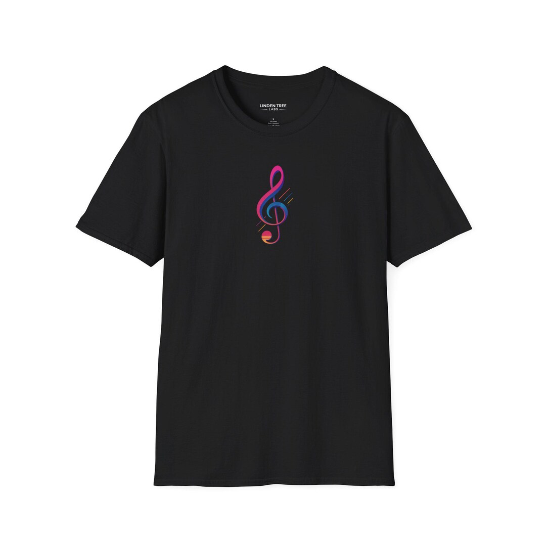 Simple Treble Clef T-shirt Music Lover Colorful Graphic Tee Shirt ...