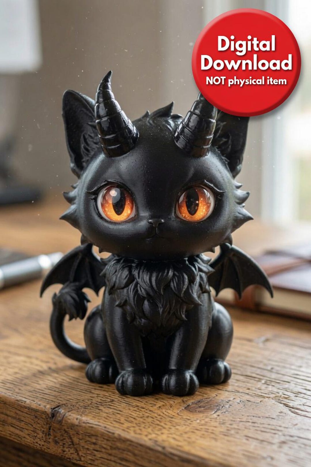 Gothic Dragon Cat Figurine STL, Cat Toys, Black Cat Figure STL, 3D ...