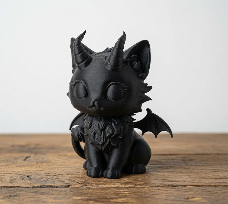 Gothic Dragon Cat Figurine STL, Cat Toys, Black Cat Figure STL, 3D ...