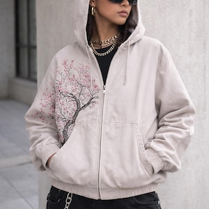 Hand-embroidered Sakura Denim Jacket • Luxury Japanese Cherry Blossom ...