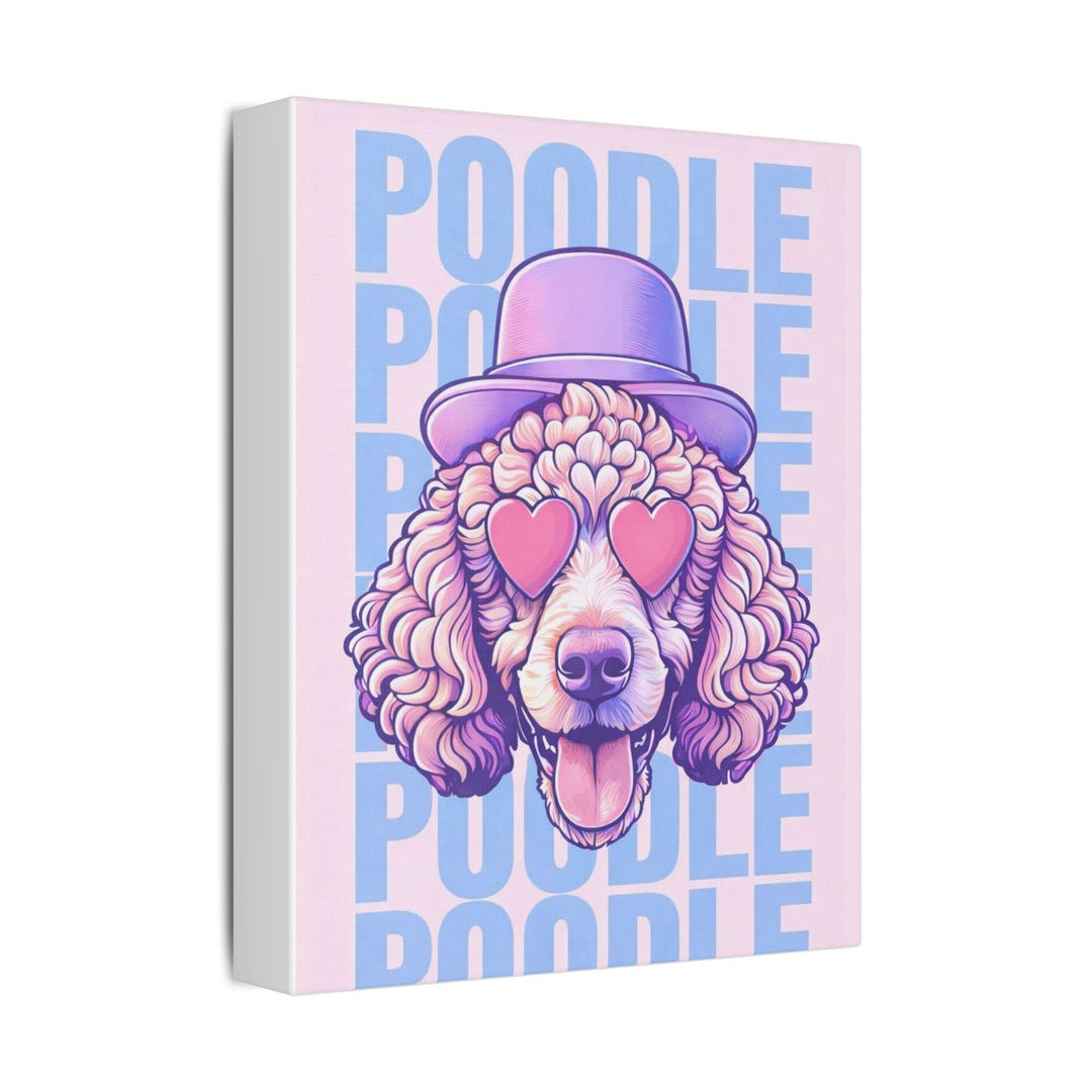 Poodle Portrait Heart-eyes Hat Canvas | Classic Stretched Canvas - Etsy