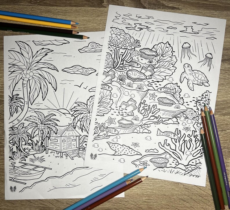 Mindful Nature Coloring Pages | 5 Hand-drawn Wellness Designs ...