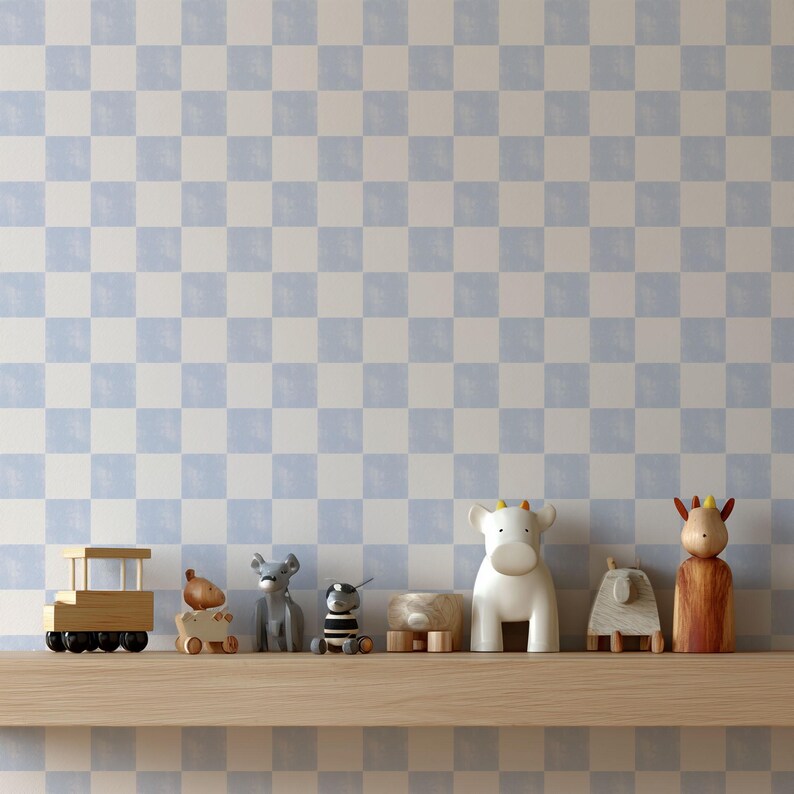 Blue Checkerboard Peel and Stick Wallpaper | Check Pattern for Boy Room ...