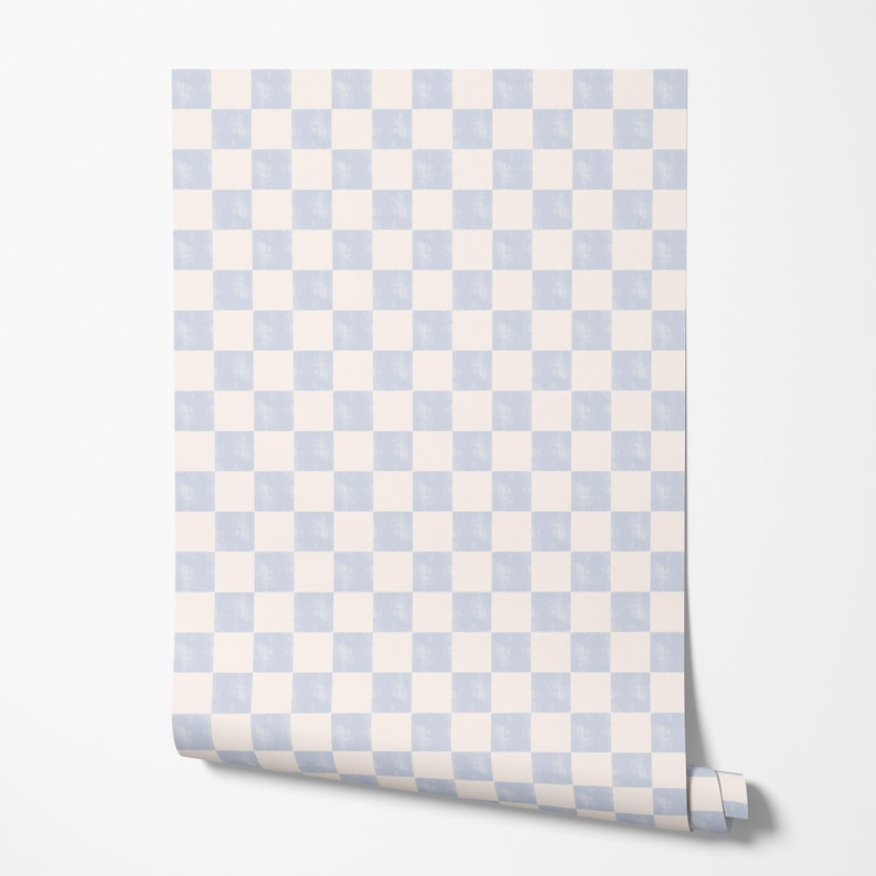 Blue Checkerboard Peel and Stick Wallpaper | Check Pattern for Boy Room ...