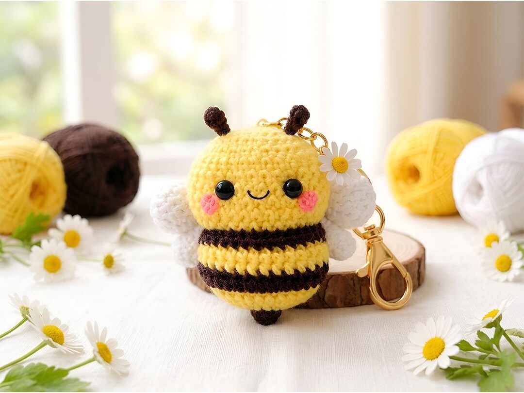 Honey Bee Crochet Pattern | Amigurumi Bee Plush Keychain PDF | Instant ...