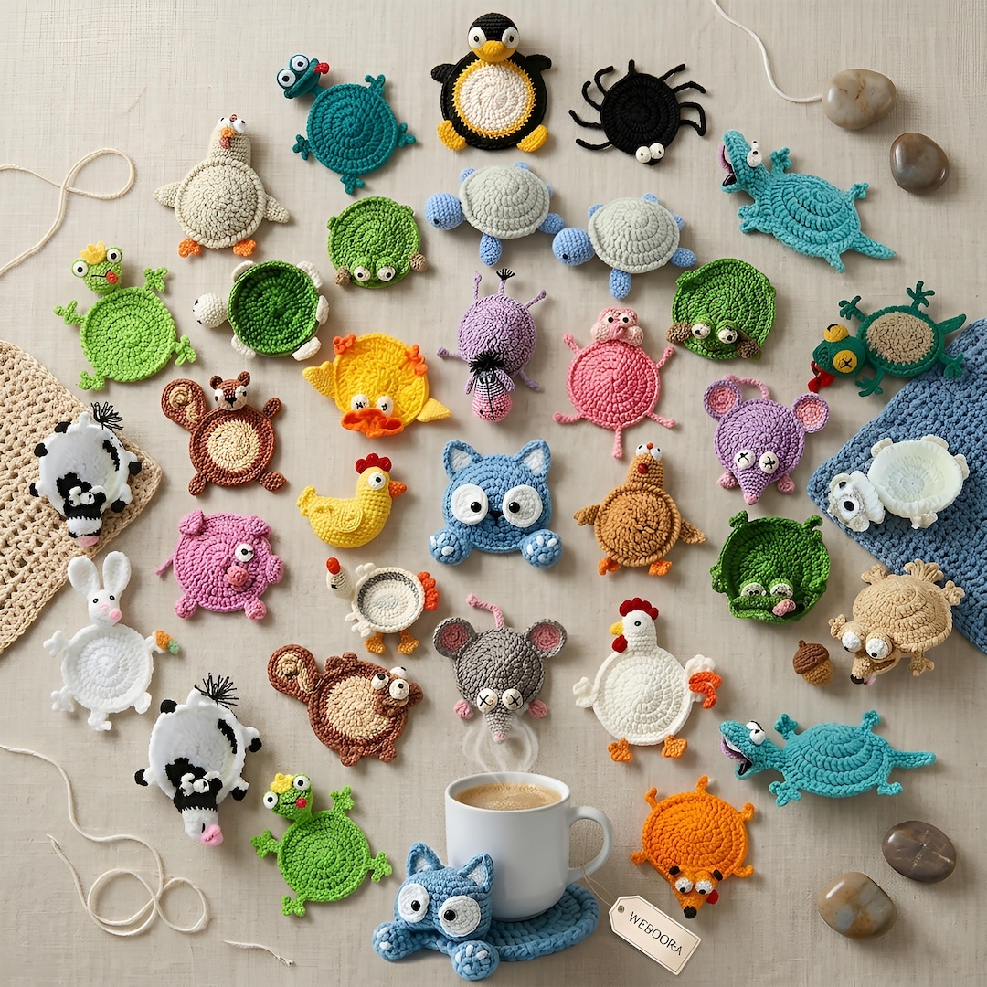 26 Animal Crochet Coaster Patterns Bundle – Amigurumi Mug Rug PDF ...