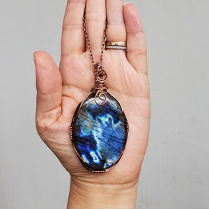 Large Blue Labradorite Pendant Labradorite Necklace Blue - Etsy