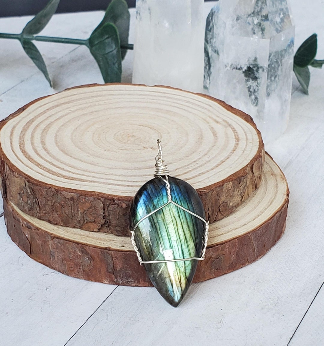 Small Labradorite Necklace, Simple Wire Wrapping, Labradorite Necklace ...