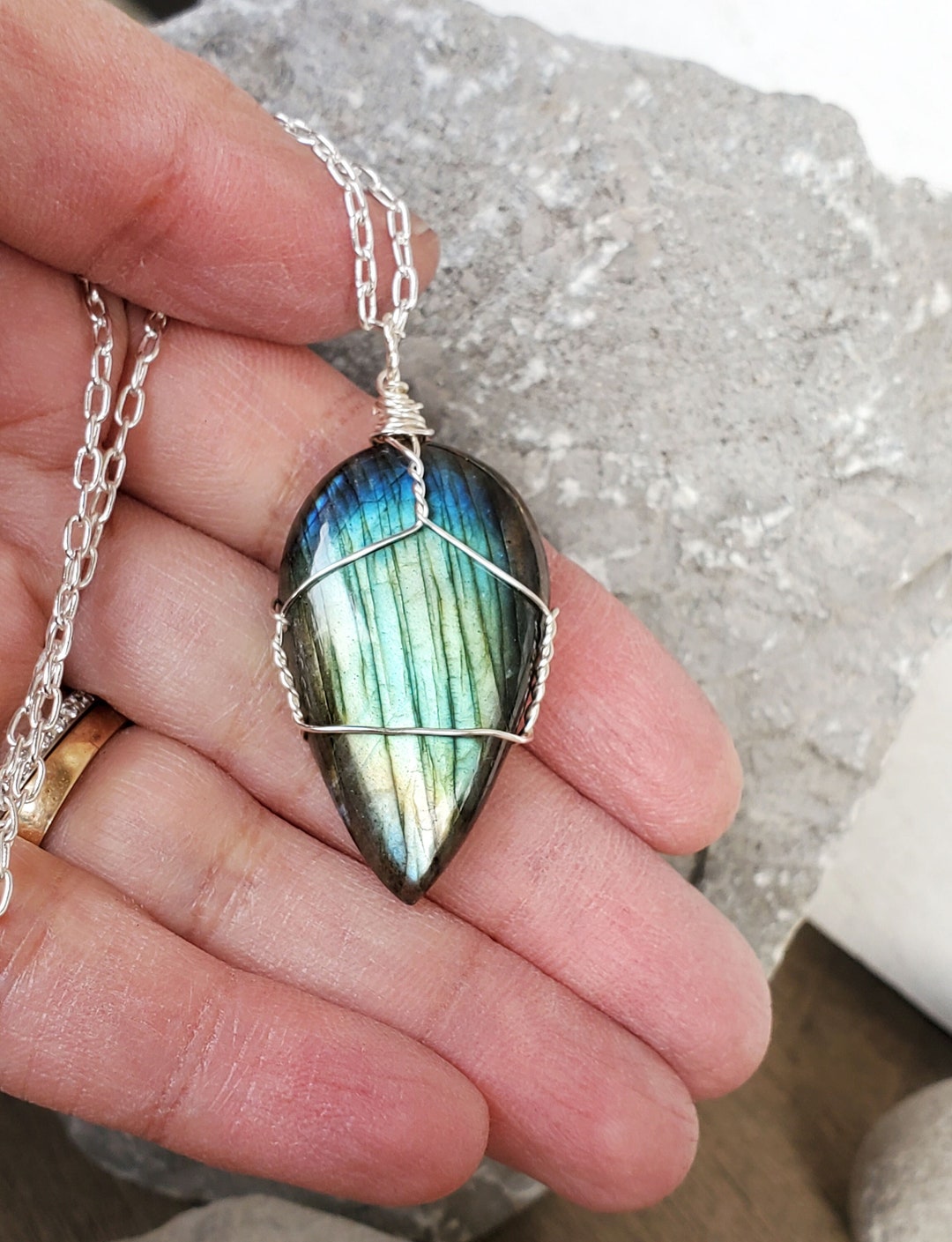 Small Labradorite Necklace Simple Wire Wrapping Labradorite - Etsy ...