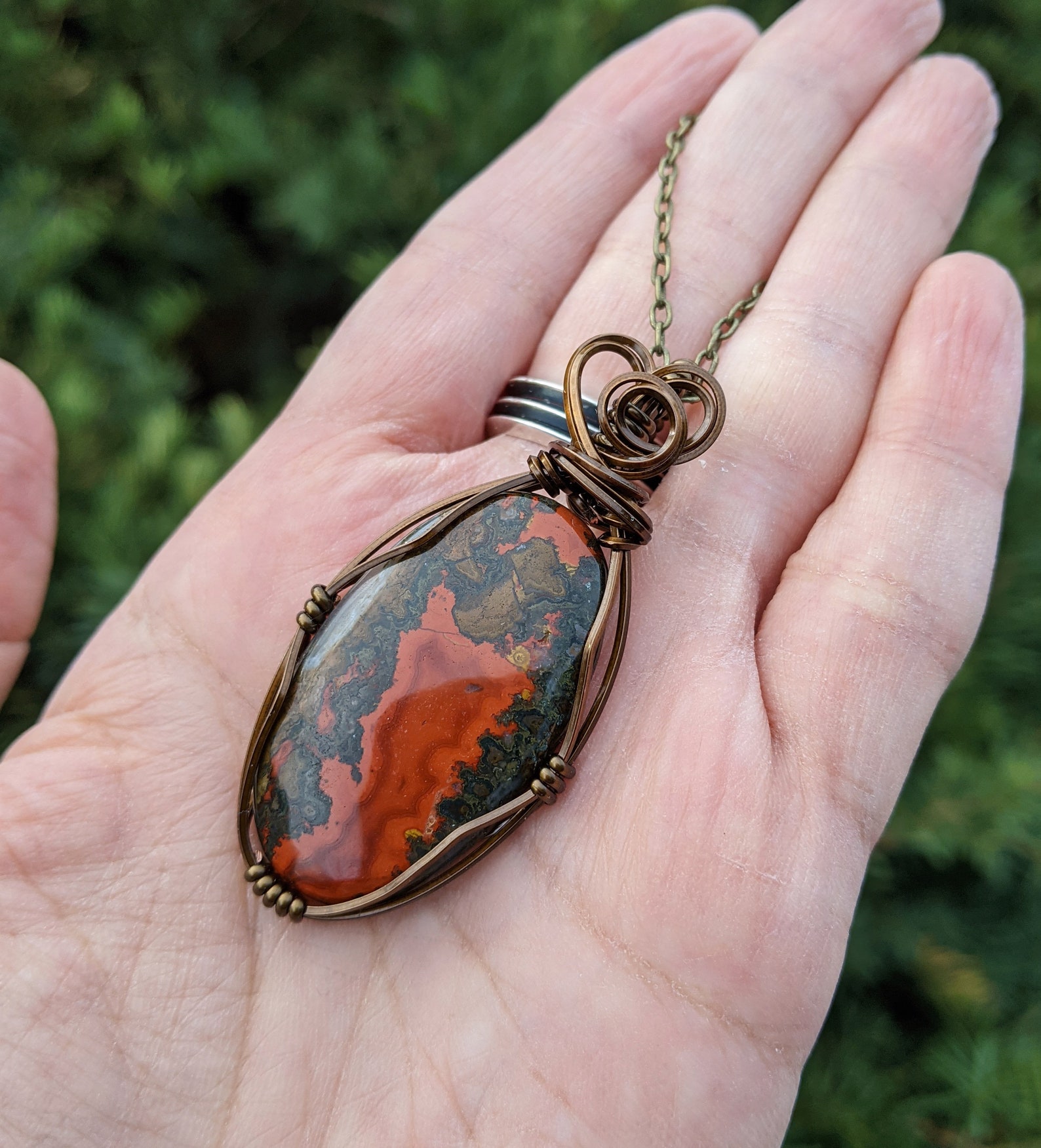 Powerful Amulet Necklace Red Stone Necklace Seam Agate | Etsy