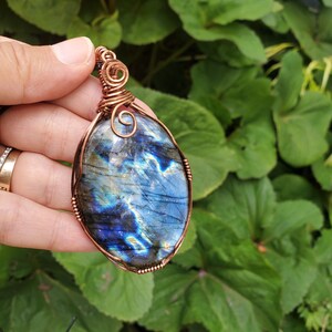 Large Blue Labradorite Pendant Labradorite Necklace Blue - Etsy