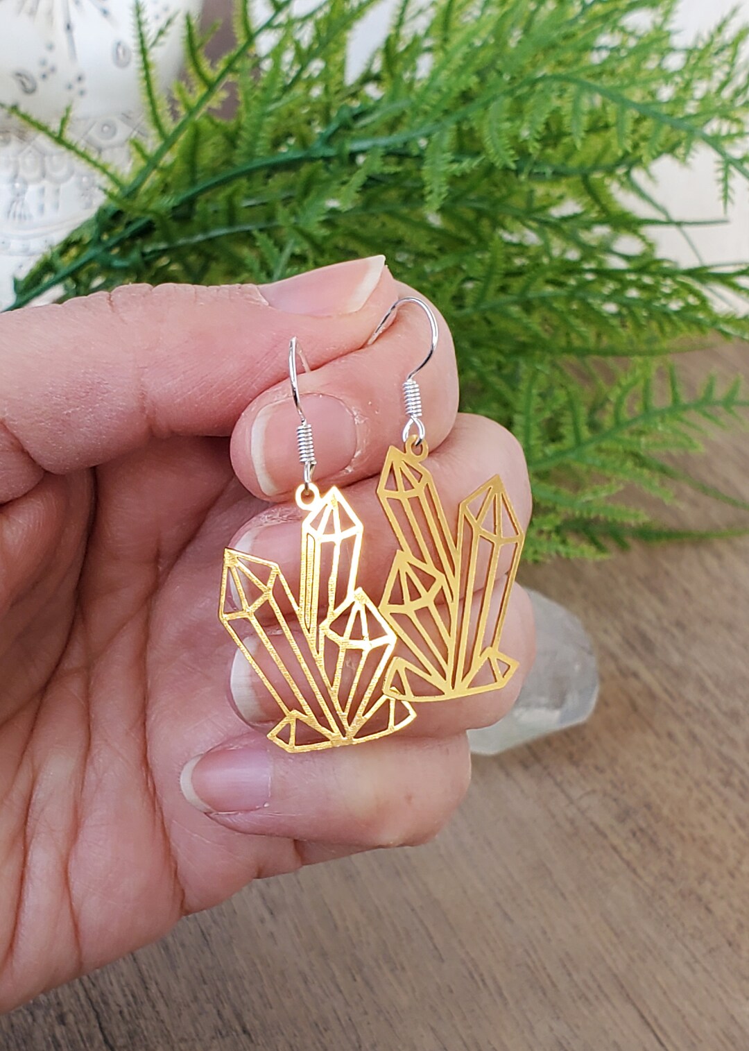 Crystal Point Geode Earrings, Autumn Dangle Earrings, Quartz Point ...