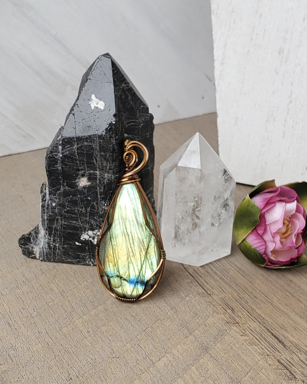 Labradorite Necklace, Jewelry for Valentines Day, Teardrop Golden ...