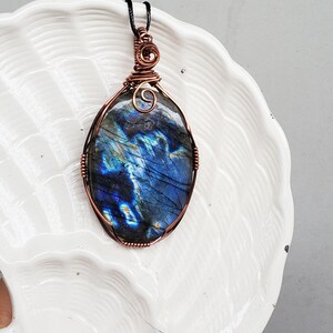 Large Blue Labradorite Pendant Labradorite Necklace Blue - Etsy